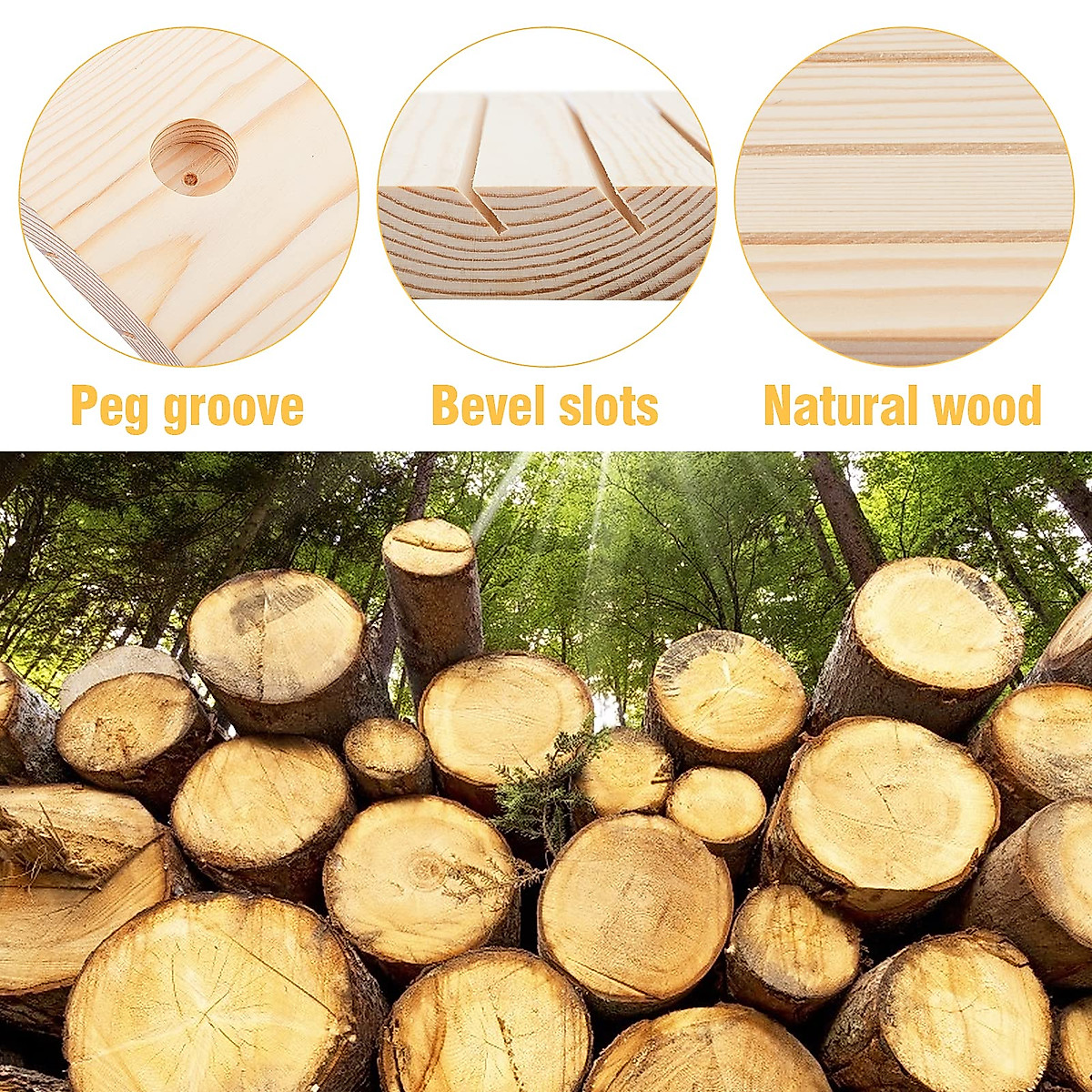 Wooden Earring Display Stand - Portable Holder with 2 Detachable Pegs + 200pcs Cardboard for Selling Earrings & Jewelry Show Business Card Holder (Wood Color)