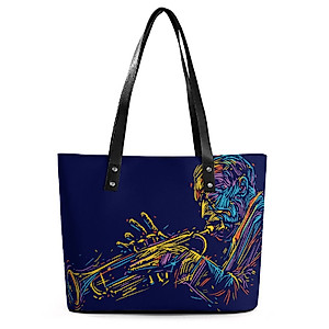 Womens Handbag Jazz Music Leather Tote Bag Top Handle Satchel Bags For Lady