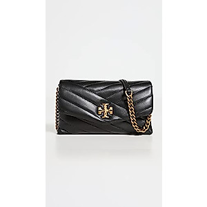 Tory Burch Women's Kira Chevron Chain Wallet, Black, One Size
