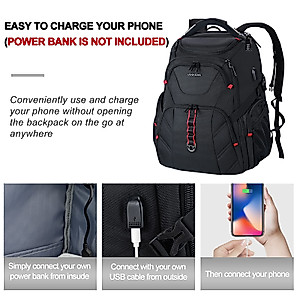 VANKEAN 17.3'' Travel Laptop Backpack TSA Friendly, Water Resistant Anti Theft Extra Large Backpack with RFID Pockets College Backpacks with USB Port for Men Women School Business Work Bag, Black