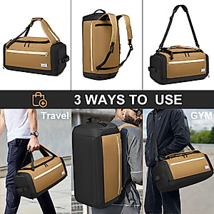 Cico Rider Gym Bags for Men with Shoes Compartment & Wet Pocket 4 Way Large Sports Duffle Bag Backpack Birthday/Father's Day Gift for Men (Brown)