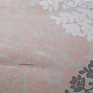 Home Essence Springfield Cozy Pink and Grey Comforter Set Floral Medallion Print - All Season Down Alternative Bedding Layer with Matching Bedskirt, Shams, Decorative Pillow, Queen, Coral 7 Piece