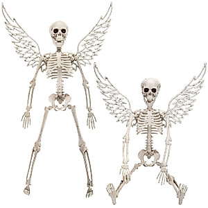 SCS Direct Angel Halloween Skeleton (2 Pack)- 16" Long- Weather Resistant Decorations-Graveyard Prop for Haunted House Party, Indoor/Outdoor Use, School Classroom