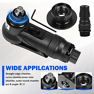 Mini Pneumatic Chamfering Machine,Chamfering Tool for Metal,28000rpm C0-C1 Handheld 45 Degree Arc Air Beveling Machine with 1/4 Inch Air Inlet for Trimming,Chamfer Deburring (Black)