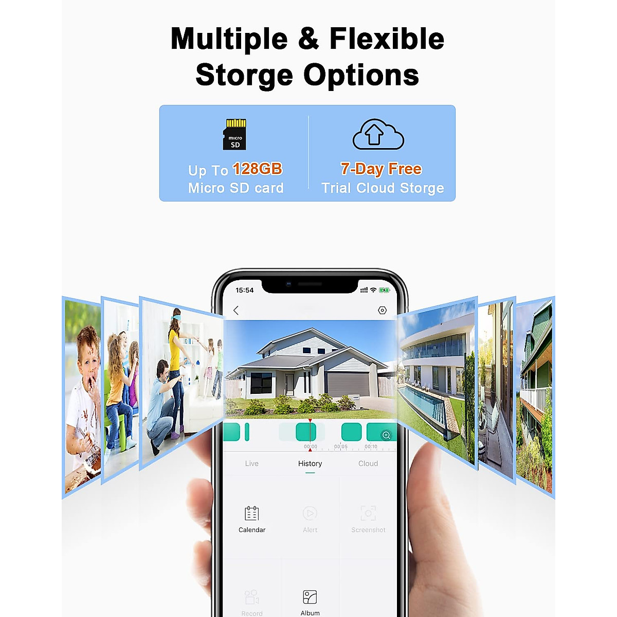 ANRAN Security Camera Outdoor with Pan Rotation 180° Feature, 1080P WiFi Outdoor Security Cameras for Home, IP65 Waterproof, Plug-in Power, 2.4G WiFi, SD and Cloud Storage, B4 White