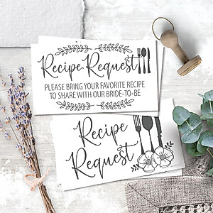 50 Bridal Shower Recipe Request Cards - Laurel and Utensil Silhouette Design - Invitation Inserts
