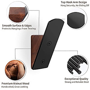 Alxuses Wall Hooks for Hanging - Coat Hooks Wall Mounted - 3 Pack - Towel Hook - Black Walnut Wood Black Metal Hooks - Modern Wall Hook Holder for Hanging Coats, Hats, Bags