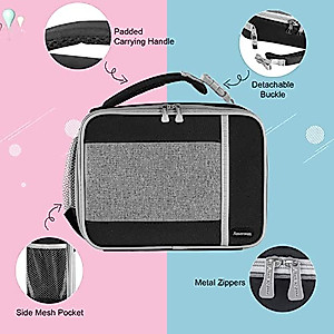 Amersun Kids Lunch Box with Supper Padded Inner Keep Food Cold Warm for Longer Time, Leak-proof Solid Insulated School Lunch Bag with Multi-Pocket for Teen Boys Girls,CPC Certified Black Grey New