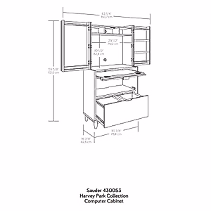 Sauder Harvey Park Engineered Wood Computer Cabinet in Walnut
