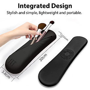 AbluFirst Travel Makeup Brush Holder, Trendy Portable Silicone Makeup Brush Organizer, Cosmetic Brushes Bag, Soft and Durable Makeup Tools Box for Travel, Daily, Gift (Black)