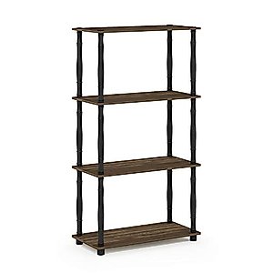 Furinno Turn-N-Tube 4-Tier Multipurpose Shelf Display Rack, Classic Tubes, Columbia Walnut/Black