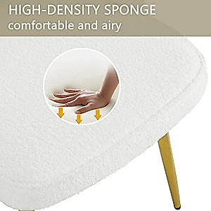 Ebullient Modern Velvet Dining Chairs Set of 2, Upholstered Living Room Accent Chairs, Gold Vanity Chairs，mid Century Chair for Living Room Kitchen Bedroom (White + Gold Legs, Set of 2)