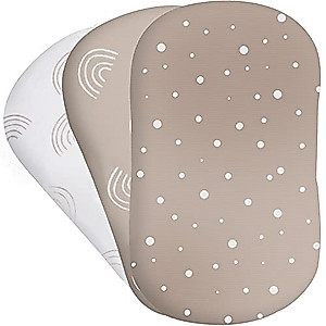 Bear’s Little Fish 100% Organic Cotton Baby Bassinet Sheets - Soft Fitted Crib Sheets for Hourglass Rectangular Oval Bassinet Mattress Pad Basket For Bedside - 3-Pack