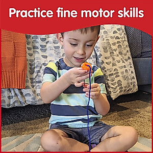 edxeducation Geo Pegs and Peg Board Set - 36 Pegs in 3 Shapes and 6 Colors + 3 Laces - Ages 18m+ - Homeschool Supplies for Preschool Activities