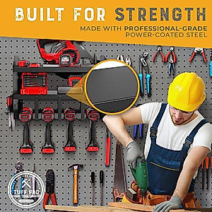 Tuff Pro Tools Garage Power Tool Organizer Wall Mount - Adjustable, Heavy-Duty, and Rust-Resistant Storage Rack for Cordless Tools - Wall Tool Organizer and Storage with Circle Saw Holder Included