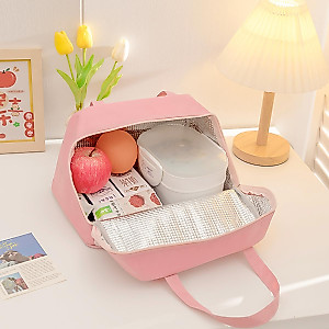 Kawaii Lunch Bag Picnic Bag Large Insulated Bag for Women Reusable Tote Bag Aesthetic Lunch Box for Hot or Cold Handbags