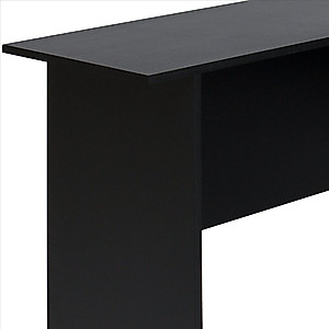 DESIGNSCAPE3D L-Shaped Computer Desk with 2-Tier Shelves, Right-Angle Corner Office Desk Wood - Black