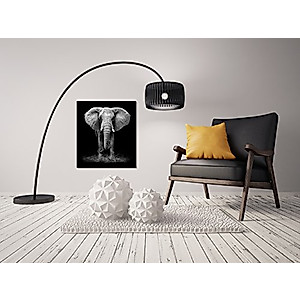 Inzlove Large Size Modern Animal Painting Black and White Elephant Canvas Wall Art Print for Living Room Decor (Framed 30x40inch)