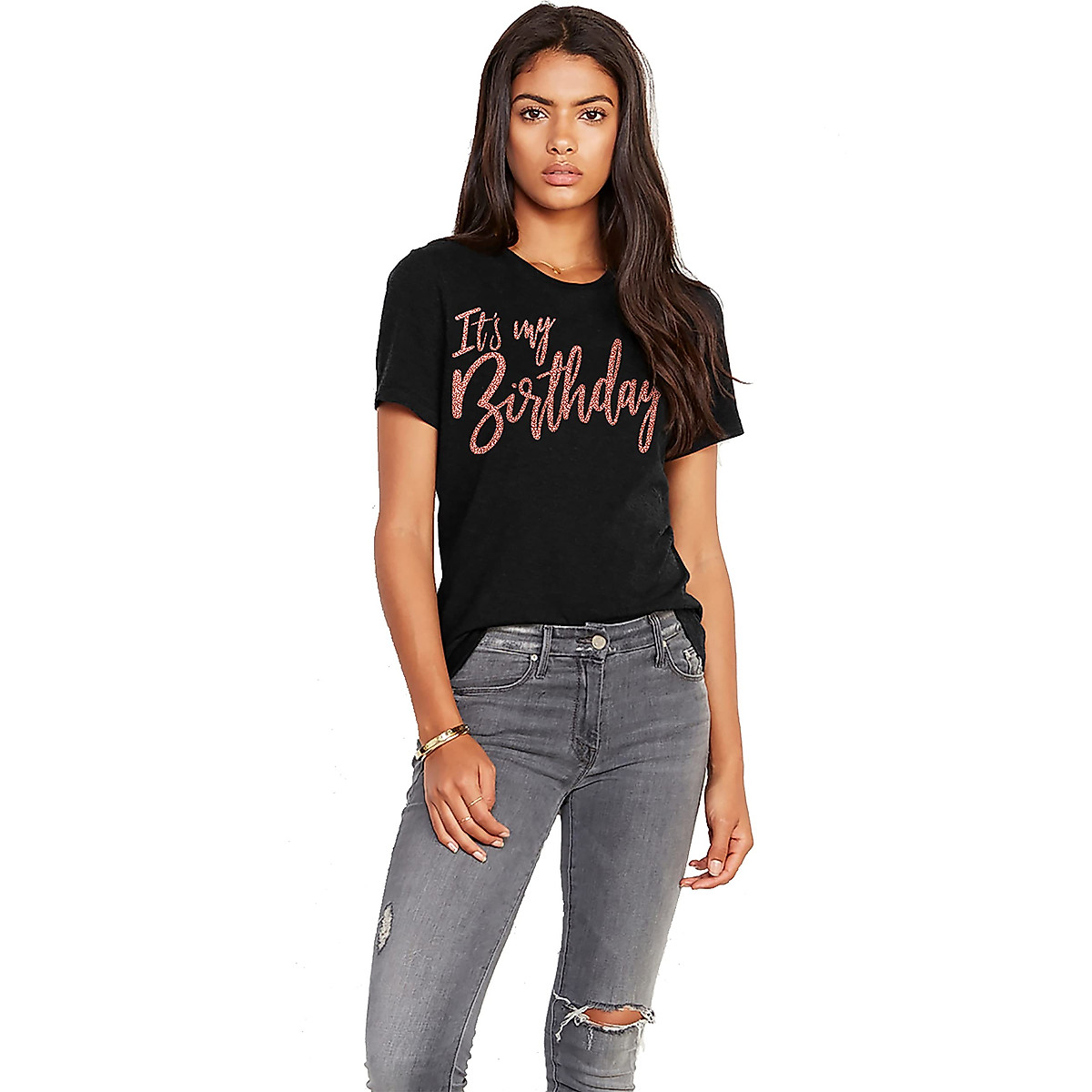 Plus Size Birthday Shirts for Women - Rose Gold Glam It's My Birthday T-Shirt - 2XL - Black Tee(ItsMyBdy RsG) Blk/2xl