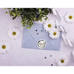 Louise Maelys 1.5 Inch Thank You Stickers for Wedding, Birthday, Bridal, Shower, Packaging, Small Business, Envelope, Gifts, 500pcs Per Roll Round Thank You Label Sealing Stickers with Plant Pattern