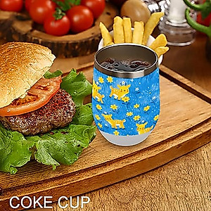 OPTKSNCU 304 Stainless Steel Insulated Cup with Lid, Yellow Sika Deer Print Durable, And Easy to Clean – Ideal for Home, Office, And Gift Giving