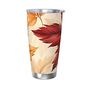 AYCZN Fall Maple Leaf 20 OZ Tumbler Stainless Steel Travel Coffee Mug, autumnn Leaves Insulated Water Bottle with Lid and 2 StrawsLeakproof Thermal Cup