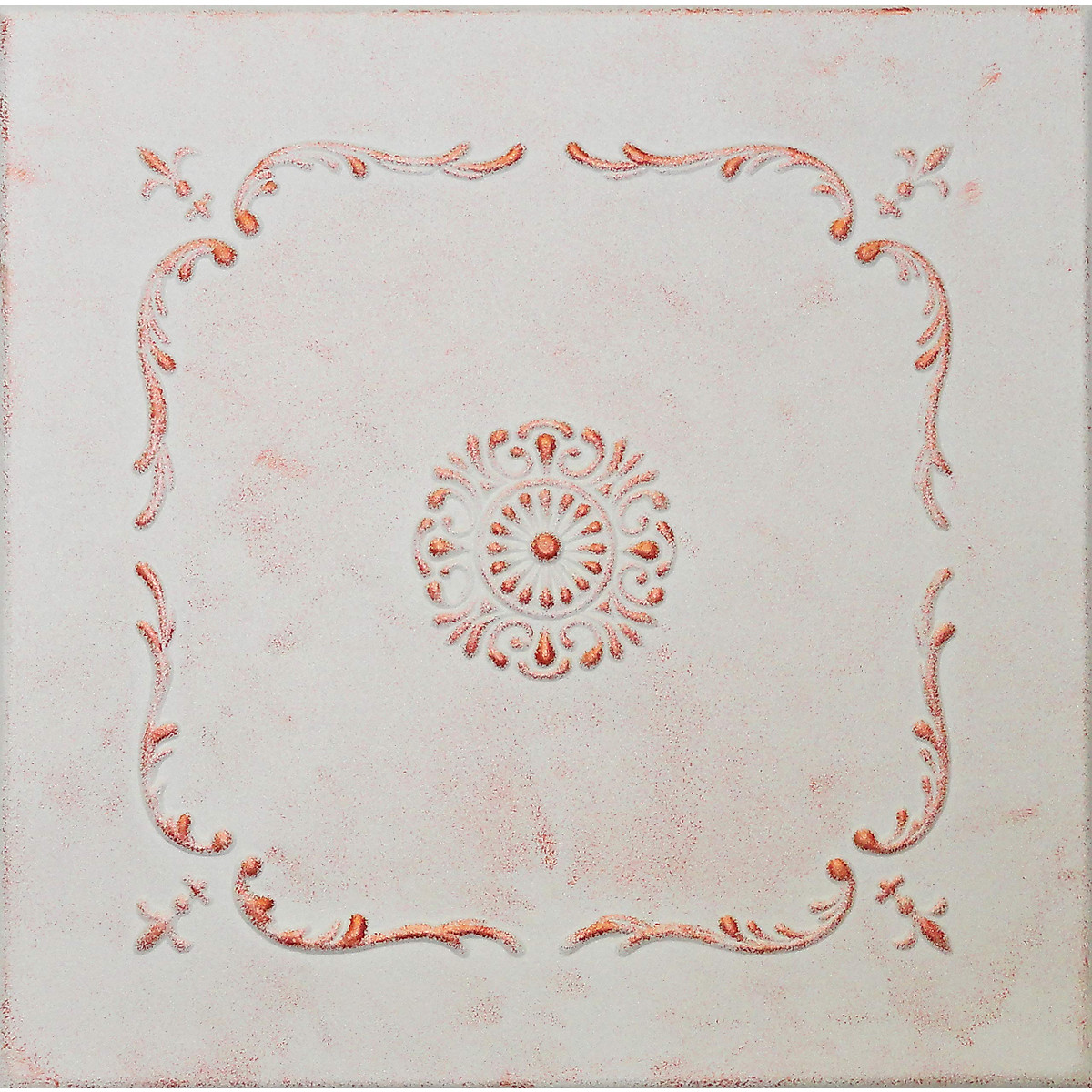 R43 White Satin Washed Copper 20x20 Amazing Styrofoam Tin Look Ceiling Tiles Easy to Glue Up On Any Type of Surface
