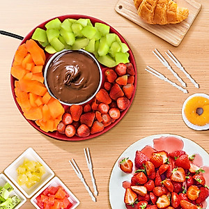 Beyoung Electric Fondue Pot,Chocolate Fondue Maker With Temperature Control and Detachable Serving Trays Great for Dipping Snacks,Bread in Chocolate,Meaningful Birthday Wedding Day Gift,Red