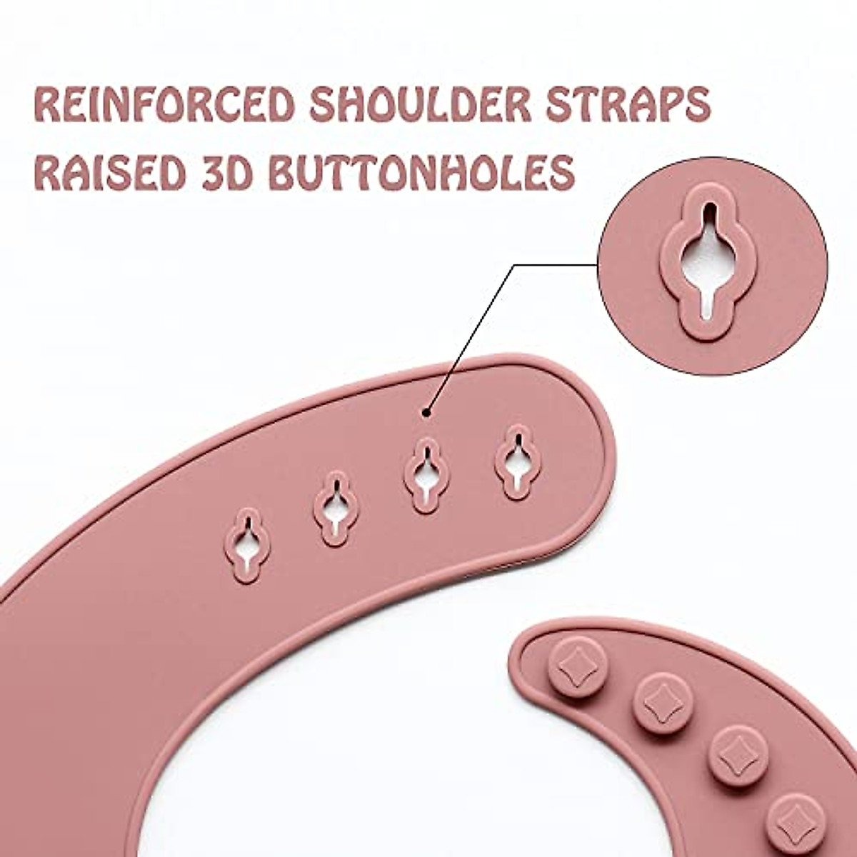 Ginbear Silicone Bibs for Babies Girl, Waterproof Baby Feeding Bibs with Food Catcher Pocket, Adjustable Silicon Bibs for Toddlers (Mauve/Baby Pink)