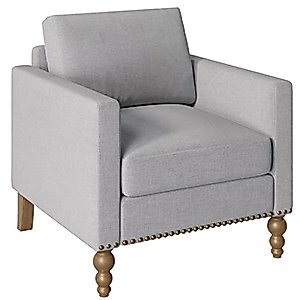 YTYZC Linen Armchair Accent Chair with Nailhead Trim Wooden Legs Single Sofa Couch for Living Room, Bedroom, Balcony,