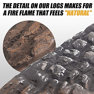 Gas Fireplace Logs,10pcs Large Faux Firepit Logs, Decorative Ceramic Wood Log Set for Indoor Outdoor Gas Insets, Vented,Ventless, Electric,Ethanol,Gel Fireplaces