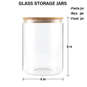Glass Food Storage Jars Set of 5,Glass Storage Containers Clear Glass Food Canister with Bamboo Lid Airtight For Serving Tea, Coffee, Flour, Sugar, Candy, Cookie, Spice and More (Circular)