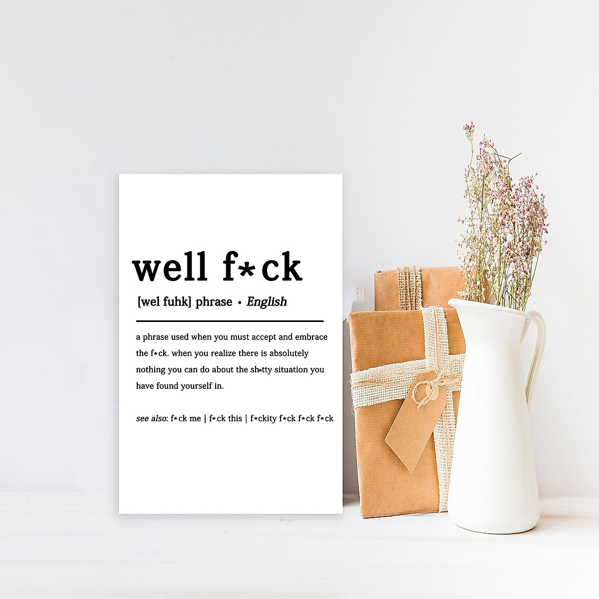 OJsensai Funny Well F Definition Card for Him Her, Hilarious Get Well Soon Gifts for Women Men, Sympathy Card for Loss Pets Job, Unique Farewell Gift Ideas for Coworkers Colleagues