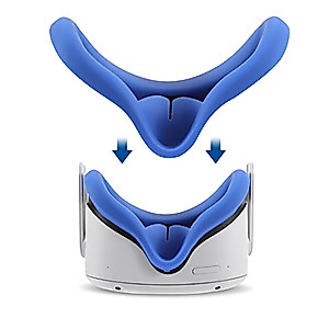 OOAVR Controller Grip Cover for Oculus Quest 2,VR Silicone Face Pad,Lens Protection Cover,Thumbstick Covers,Sweat-Proof/Anti-Throw/Adjustable(4pcs Set/Blue)