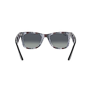 Ray-Ban RB2140 Original Wayfarer Square Sunglasses, Black On Chevron Grey/Burgundy/Light Grey Gradient Blue, 50 mm