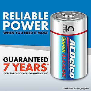 ACDelco 12-Count C Batteries, Maximum Power Super Alkaline Battery, 7- Year Shelf Life, Recloseable Packaging