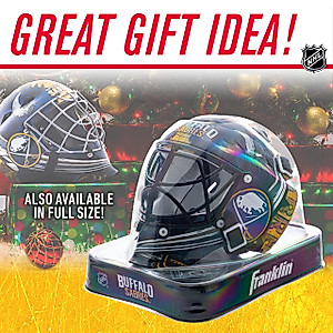 NHL Buffalo Sabres Team Logo Mini Hockey Goalie Mask with Case - Collectible Goalie Mask with Official NHL Logos and Colors