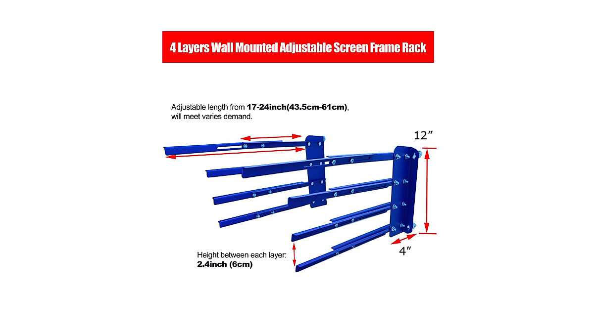 TIANIUSEEN 4-Layer Adjustable Screen Printing Rack
