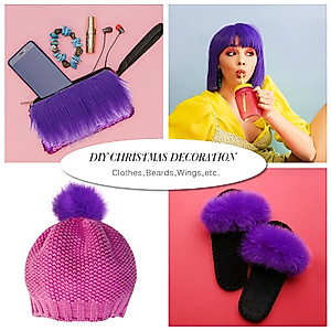 4 Pieces Faux Fox Fur Square Fabric Shaggy Fur Patches Fabric Cuts Chair Cover Seat Cushion Pad for DIY Craft (Purple,2 x 59 Inch)