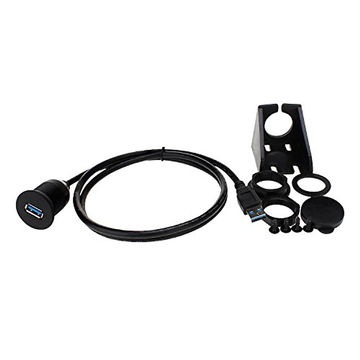 USB 3.0 Mount Cable –USB Extension Flush, Dash, Panel Mount Cable, for Car, Boat, Motorcycle and More (3.3FT/1M)
