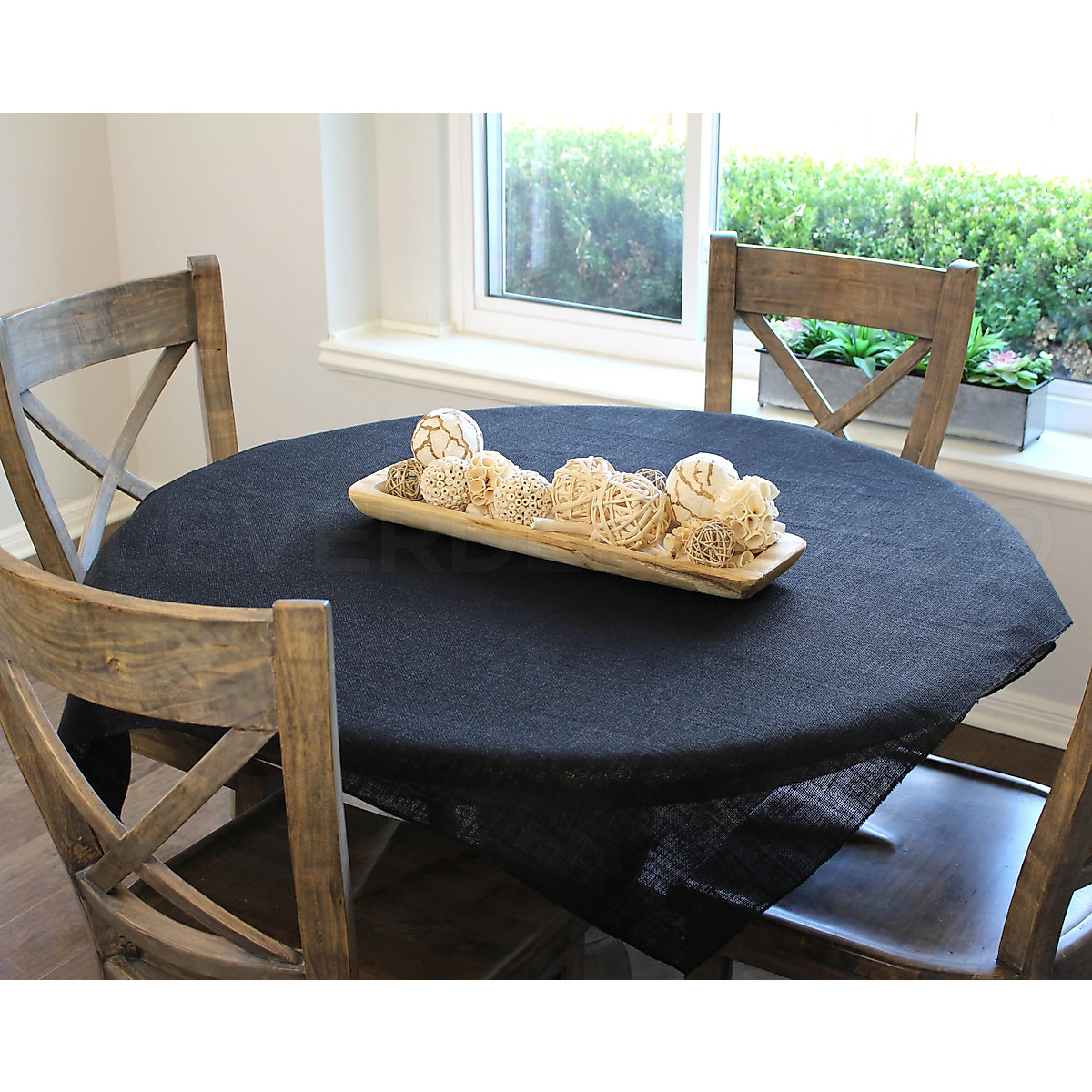 CleverDelights 48 Inch Black Burlap Square - Jute Burlap Fabric - Finished Edges - 48" x 48"