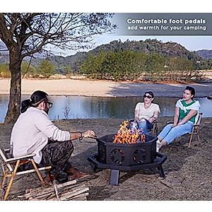 PaPaJet 35 Inch Outdoor Fire Pits, Octagonal Wood Burning Fire Pit, Heavy Duty Bonfire Pit for Patio Backyard Garden Camping Beach