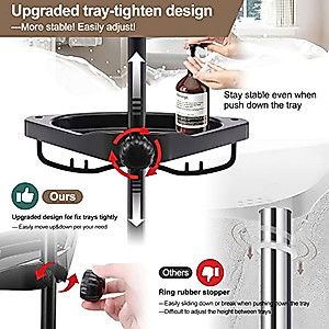 Corner Shower Caddy Tension Pole - Stainless Steel Rustproof Standing Shower Caddies Rack with 4 Tier Shelf for Bathroom Bathtub Organizer,54-114" Adjustable - Black