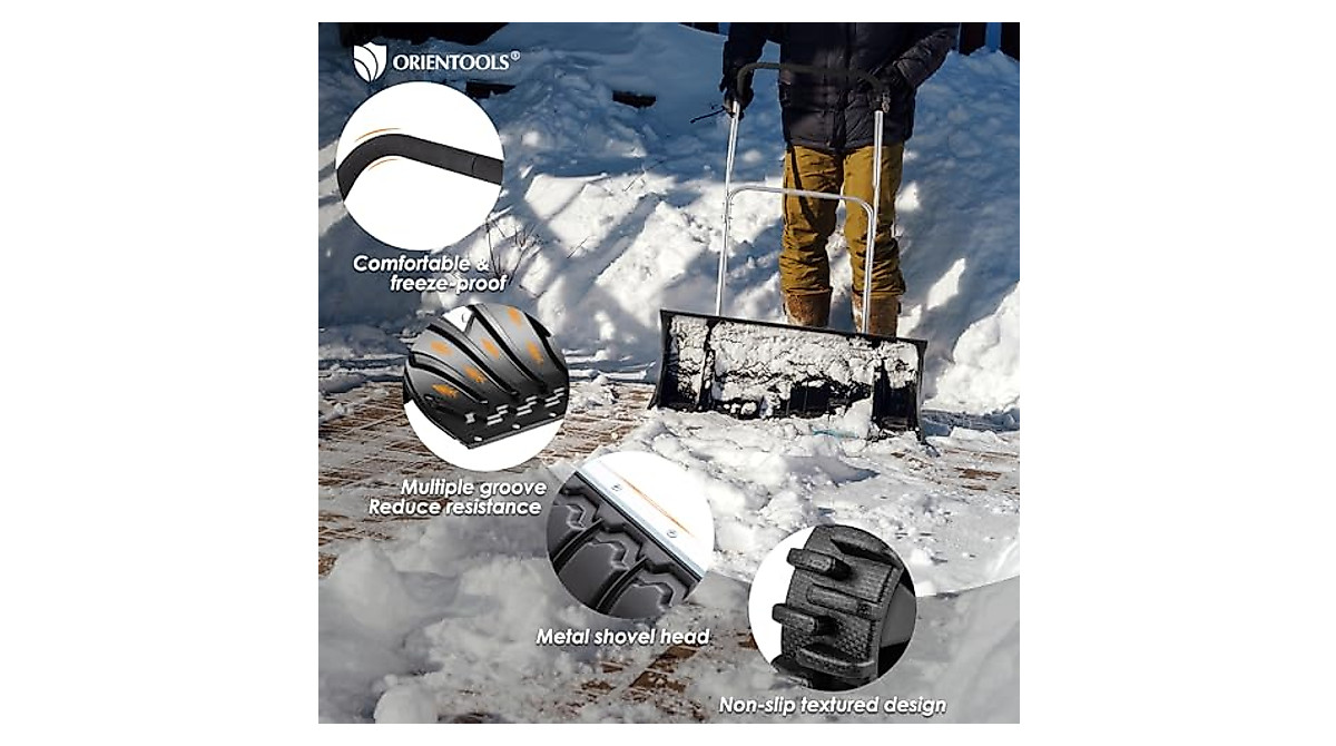 ORIENTOOLS Heavy Duty Snow Shovel - Effortless Snow Clearing