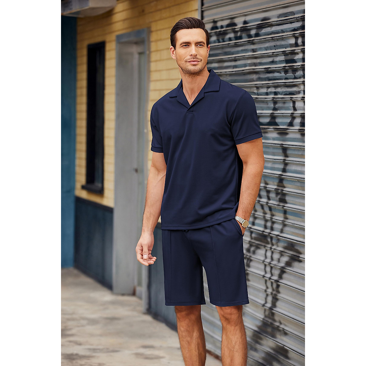 COOFANDY Men's Polo Shirt and Shorts Set 2 Piece Outfits Fashion Summer Tracksuits Short Sleeve Casual Polo Suit