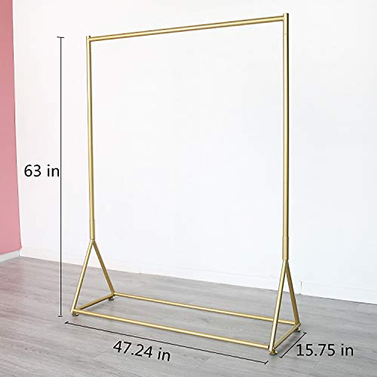 IronFashion Gold Clothing Rack, Boutique Display Clothes Rack with Wheels, Modern Garment Rack for Retail Use (47.24" L)