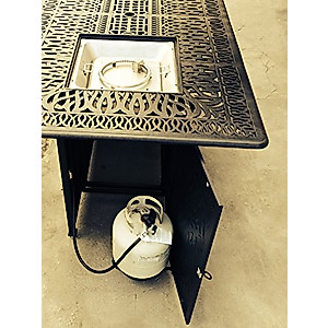 Outdoor Fire Pit Bar Height Double Burner Table Elisabeth Cast Aluminum Patio Furniture