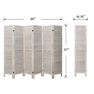 ECOMEX 6 Panel Room Divider 5.6Ft Wood Room Dividers and Folding Privacy Screens Partition Wall Dividers Room Separator for Bedroom Office Restaurant, White