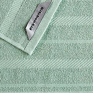 KitchenAid Albany Dishcloth 8 Pack Set, Pistachio/White, 12"x12"