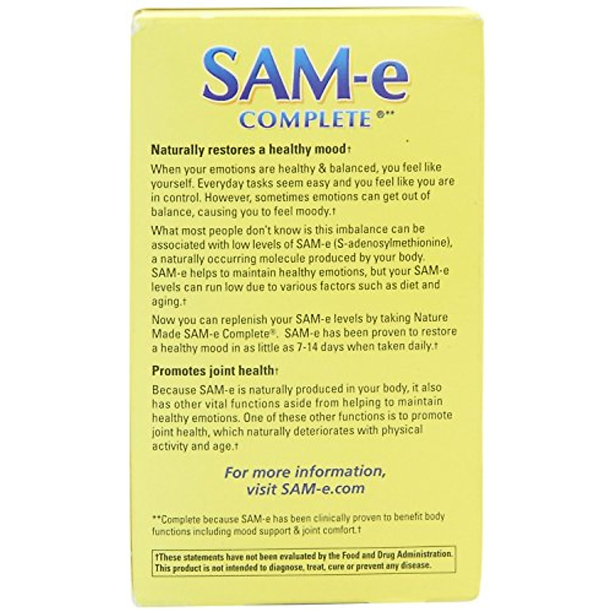 Nature's Made Sam-e Complete 400-mg 36 Tablets (2 Pack)